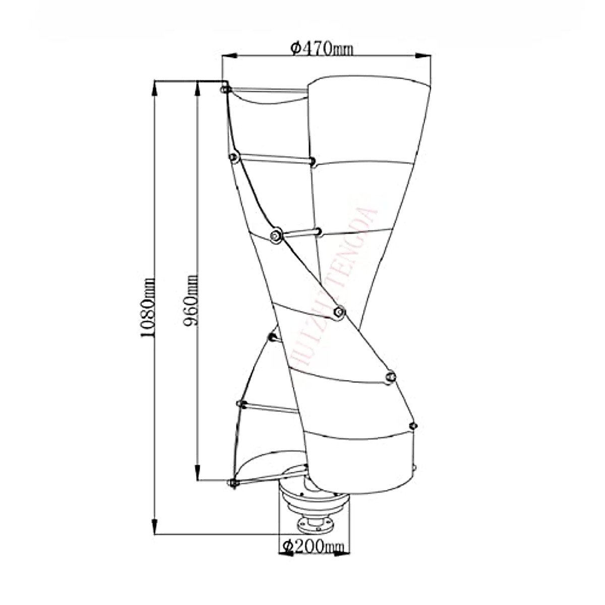 HUIZHITENGDA 12V 24V 48V 220V Vertical Wind Turbine Generator,4000W 10 Blade Home Spiral Wind Power Turbine Generator for Home Or Camping(White),220v