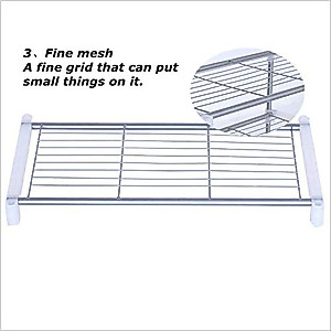 SITAKE Microwave Oven Stand Rack, 2-Tier Multifunctional Microwave Ovens Organizer Countertop, Stainless Steel Fine Mesh Silver Kitchen Shelf