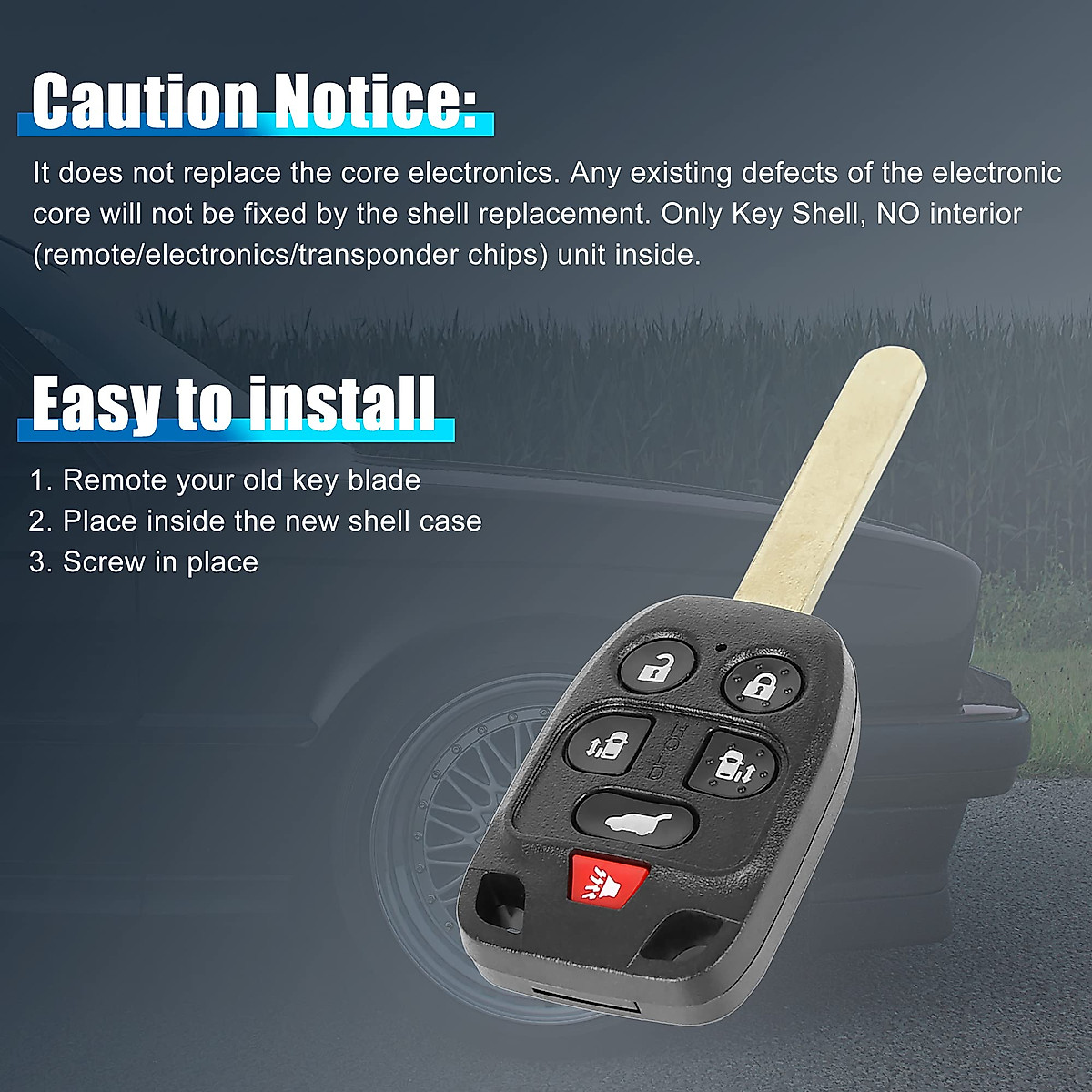 X AUTOHAUX New Car Replacement Keyless Remote Key Fob Shell Case Black N5F-A04TAA for Honda Odyssey 2011-2013