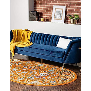 Rugs.com Aurelia Collection Rug – 5' x 8' Oval Orange Medium-Pile Rug Perfect for Living Rooms, Large Dining Rooms, Open Floorplans