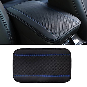 NGHEY Pack-1 Car Armrest Box Mat, Comfortable Waterproof Car Armrest Cover Mat, Fiber Leather Four Seasons Armrest Cover, Universal Center Console Mat for Most Cars (Blue)