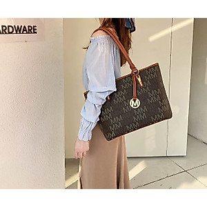 MKF Collection Tote Bag for Women, Shoulder Handbag & Wristlet Pouch Purse Top Handle Vegan Leather 4Pcs Set Pocketbook Alexy Burgundy Red by Mia k