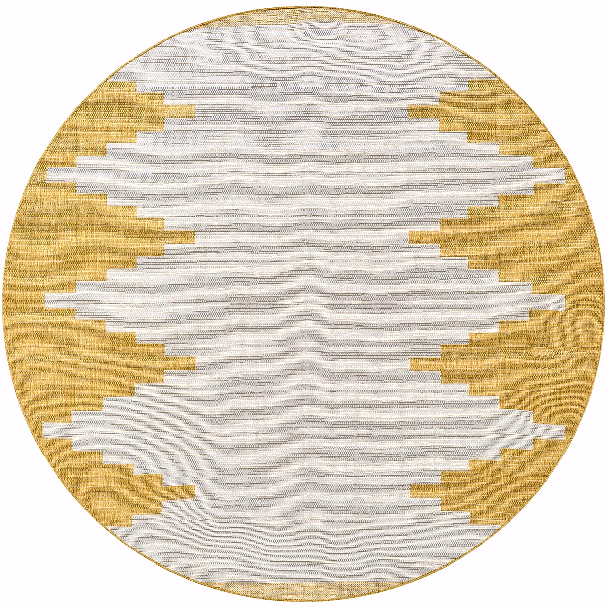 Hauteloom Djugun Outdoor Runner Rug - Outside Porch Patio Rug Carpet - Waterproof Rug - Geometric - Yellow, Off White, White, Cream, Bone - 2'7" x 12'
