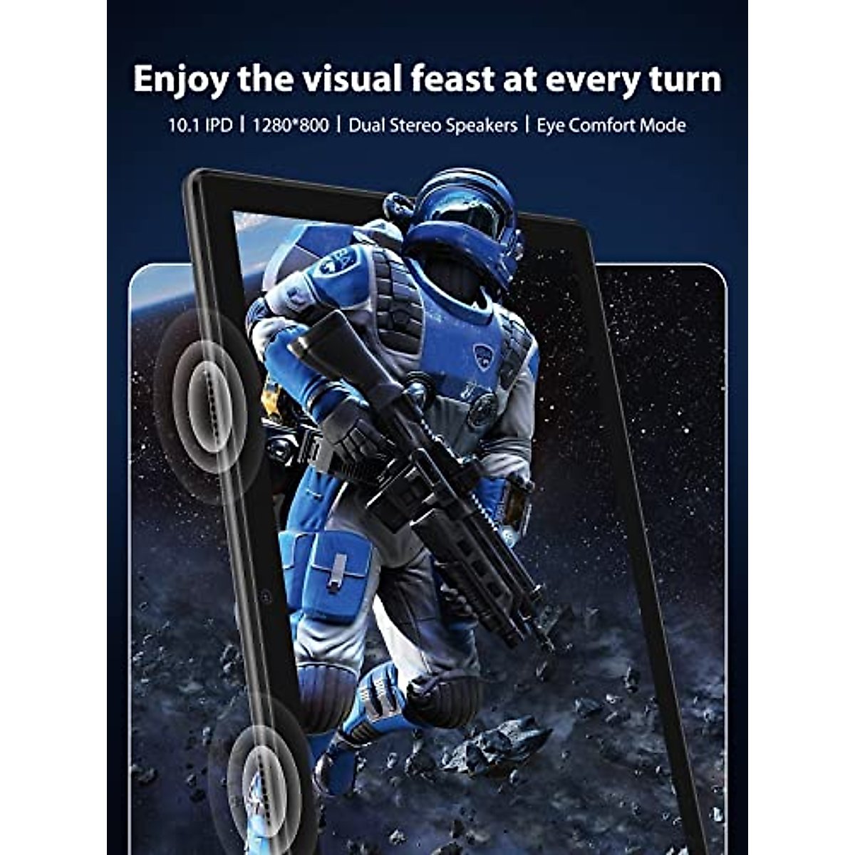 YUMKEM 10 inch Octa Core Tablet, 4GB RAM 64GB Storage, Android Tablet with Keyboard and Tablet Case, 10.1” IPS HD Display, Android OS, 6000 mAh Battery, Bluetooth, 5G Wi-Fi, GPS, FM, Dark Grey