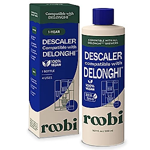 DeLonghi Compatible Descaling Solution. Clean & Descale your DeLonghi Coffee Maker. 4 Uses, Single Bottle. Eco-Friendly Maintenance Kit.