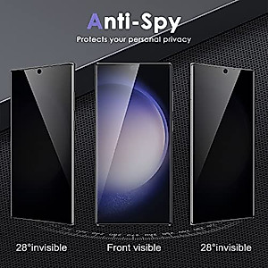 [2+2Pack]Asstar Privacy Screen Protector for Samsung Galaxy S23 Ultra,2 Pack 9H Tempered Glass Screen Protector With 2 Pack Camera Lens Protector,Anti-Scratch Case Friendly 【Don’t Support Fingerprint Unlock】
