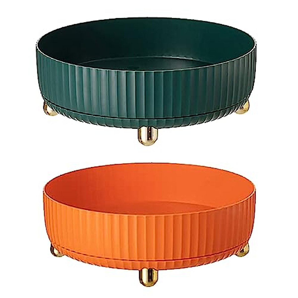 2Pcs Lazy Susan Turntable Organizer, Makeup Perfume Organizer 360 Degree Rotating Non-Skid Rotating Storage Rack 8.6 Inch for Cabinet, Pantry, Kitchen, Countertop, Orange/Green