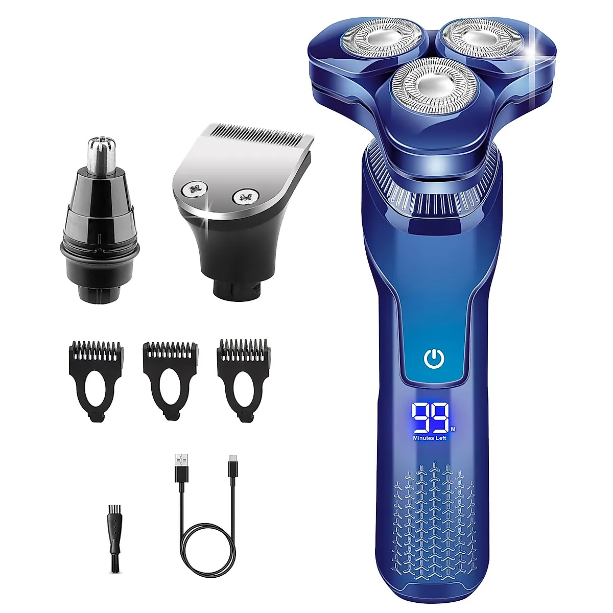 Handsomeface Electric Razor for Men, Mens Electric Shavers, 4 in 1 Dry Wet Waterproof Rotary Shaver Razors, Cordless Face Shaver USB Rechargeable for Shaving Traveling Gift for Dad Husband