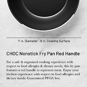 De Buyer CHOC Nonstick Fry Pan - 11” - Red Handle for Meat - 5-Layer PTFE Coating - Warp & Scratch Resistant - Made in France