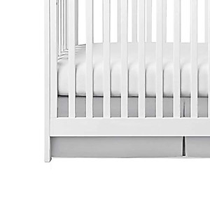 Crib Skirt Pleated 100% Cotton Nursery Crib Bed Toddler Bedding Skirt for Baby Boys or Girls Neutral Plain - 14” Drop Dust Skirt (Gray)