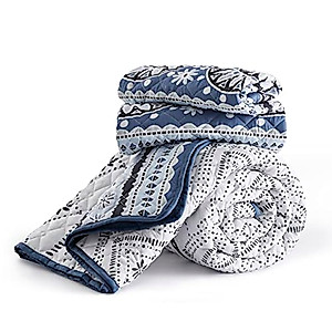 Bedsure Boho Quilt Set Queen - Reversible Bohemian Striped Pattern Quilt Bedding Set, 3 Pieces Lightweight Microfiber Bedspread, Coverlet with 2 Pillow Shams for All Seasons (90"x96")