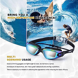 logclub Swim Goggles for Men Women - Adult Swimming Goggles Anti Fog UV Protection No Leak with Ear Plugs