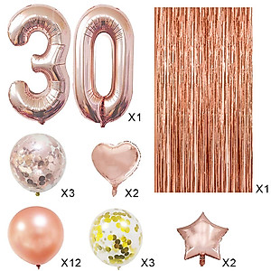 30th Birthday Decorations for Women30 Birthday Decorations for Her 30 Balloon Numbers 30th Birthday Party Decorations