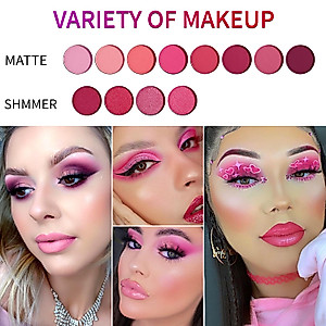BEUSELF DE'LANCI Pink Eyeshadow Palette,12 Colors Peach Matte & Shimmer High Pigmented Mini Makeup Eyeshadow Pallet,Warm Natural Blendable Long-Lasting Waterproof Small Pallets Eyeshadow