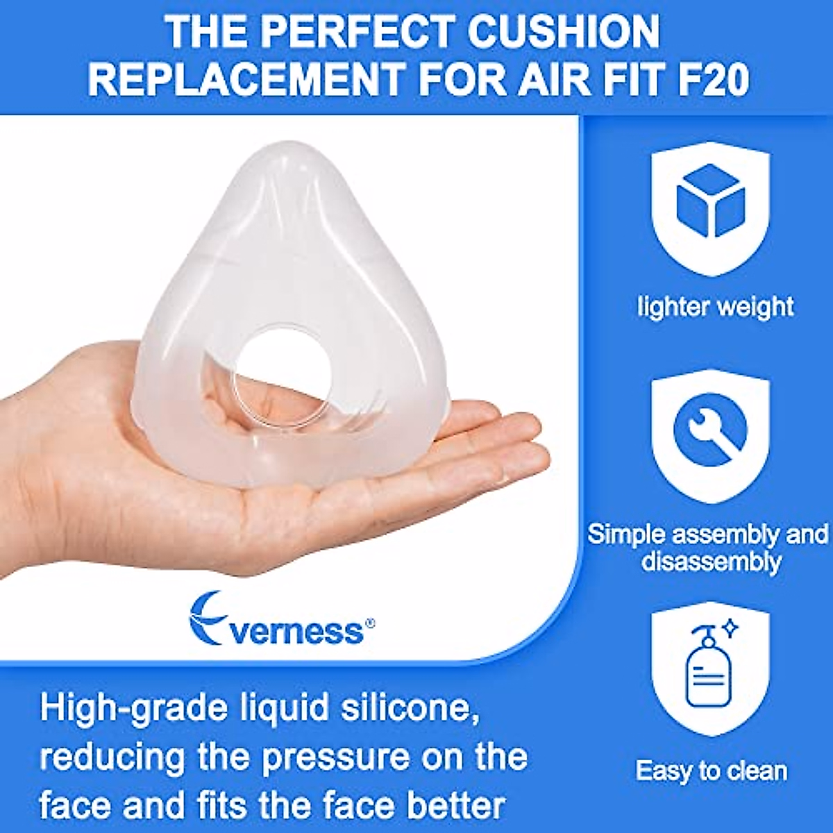 Everness 2 Packs Replacement Cushion (S) for F20, Reliable Seal & Softer Fit, Compatible with Original Frame, Great-Value & Durable Replacement Supplies (S)