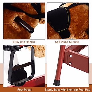 Qaba Durable Plush Toddlers Spring Rocking Horse, Bouncing Rocker Toy with Realistic Sounds