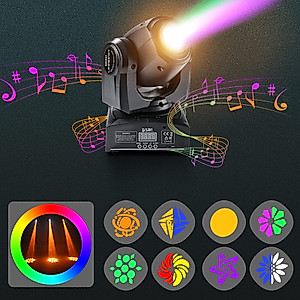 LED Moving Head Light 30W DJ Lights Stage Lighting with 8 GOBO 15 Color by DMX and Sound Activated Control Spotlight for Disco Party Wedding Church Live Show KTV Club...