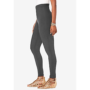 Roaman's Women's Plus Size Petite Ankle-Length Essential Stretch Legging - 1X, Heather Charcoal