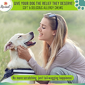 Reviact Allergy and Immune Chews for Dogs – Itch and Allergy Relief for Dogs with Probiotics, Digestive Enzymes – Pet Allergy Chews for Gut and Immune Support – Chewable Dog Allergy Treats - 60 Count