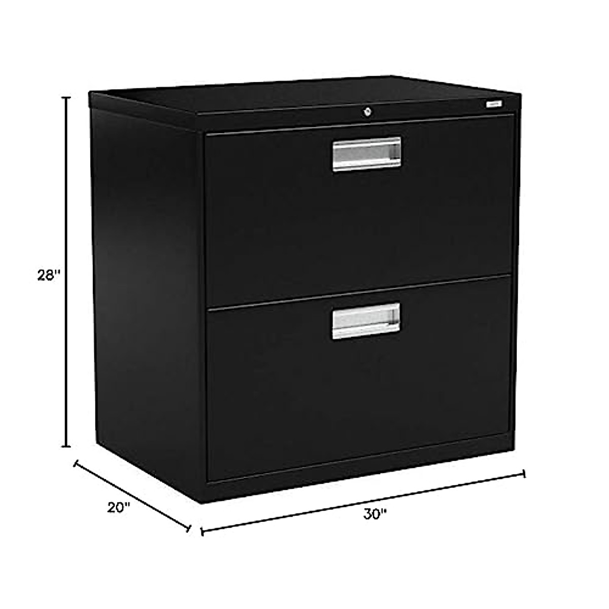HON Brigade 2-Drawer Filing Cabinet - 600 Series Lateral Metal File Cabinet, 30"W by 19-1/4"D, Black (H672)