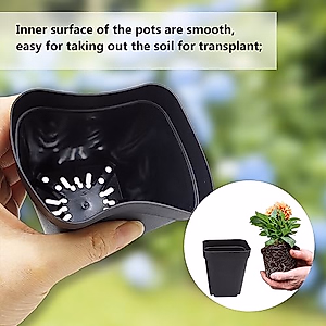 RooTrimmer Black 90-Pack 3.54 X 3.54 inches Square Nursery Seedling Flower Pot Plastic Thick Seed Start Germination Pot for Plant Propagation and Seeding,Sturdy Suit for 1020 Trays