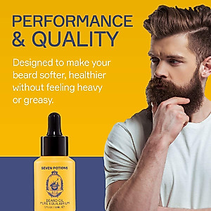 SEVEN POTIONS Beard Oil 1 fl oz Fragrance Free Beard Softener. Stops Beard Itch. Natural Beard Conditioning Oil. Contains Jojoba Oil (Pure Equilibrium)