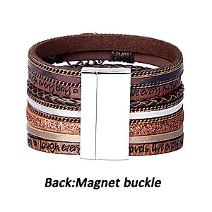 RONLLNA Tree of Life Leather Cuff Bracelet for Women Wrap Cross Bracelets Boho Bracelets with Pearl Gifts for Women Brown Tree