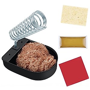 Soldering Iron Stand-Solder Stand Holder,HANDSKIT Soldering Iron Holder,Soldering Iron Tip Cleaner Set with Solder Sponge and Flux Rosin