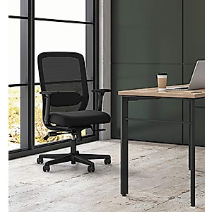 HON Exposure Mesh Task Computer Chair with 2-Way Adjustable Arms for Office Desk, Black (HVL721), Back
