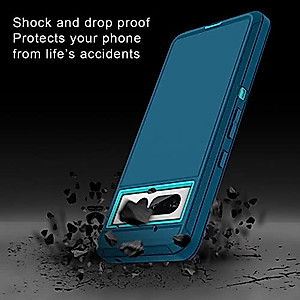 I-HONVA for Google Pixel 7 Pro Case Shockproof Dust/Drop Proof 3-Layer Full Body Protection [Without Screen Protector] Rugged Heavy Duty Durable Cover Case for Google Pixel 7 Pro 6.7 inch,Turquoise