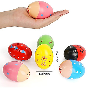 SallyFashion 6 PCS Wooden Percussion Musical Egg Maracas Egg Shakers for Party Favors Classroom Prize Supplies Musical Instrument