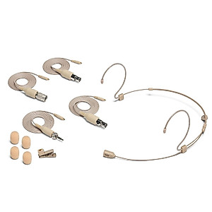 Samson DE60X Unidirectional Headset Microphone with Miniature Condenser Capsule and Four Adaptor Cables Compatible with Popular Wireless Systems,Beige