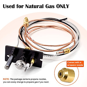 Hiorucet 10002264 Natural Gas 3 Way Pilot Assembly Kits for HHT, Majestic, Monessen, Temco, and Vermont Castings Fireplaces, SRV10002264 Pilot Assembly Replacement Parts with Thermocouple, Thermopile.