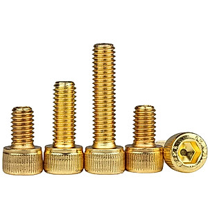 10 Pieces of Titanium-Plated Gold Inner Hexagon Screws, M4x30mm for Fasteners Locking Devices Fixed Mechanical Shafts