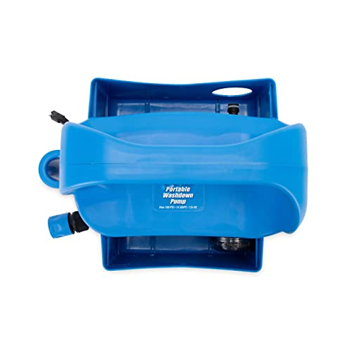 Trac Outdoors Portable Washdown Pump Kit - Self-Priming Marine-Grade Pump - Includes Everything Needed to Power-Spray, Just Add Water (69380), Blue