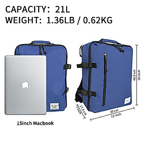 Rangeland Lightweight Travel Backpack Personal Item Size for Men Women Carry-On Daypack 15.6-inch Laptop, Commute Gym Sport, Blueberry