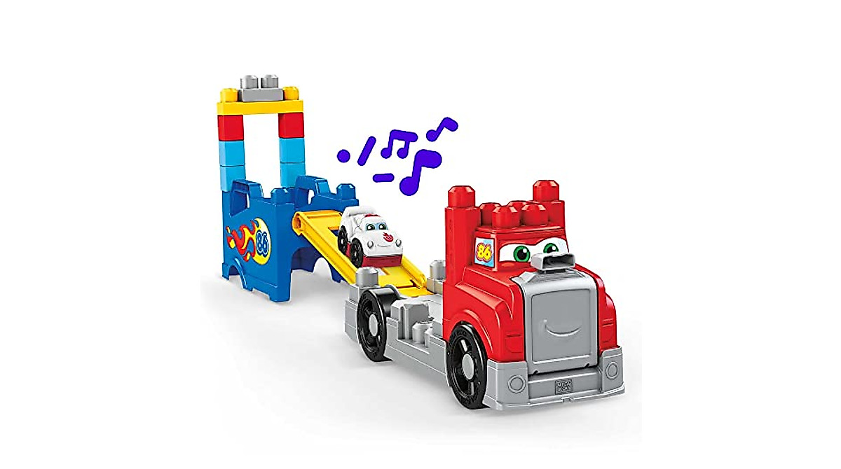 MEGA BLOKS Toddler Blocks: Build & Race Rig Toy with Sounds & Storage