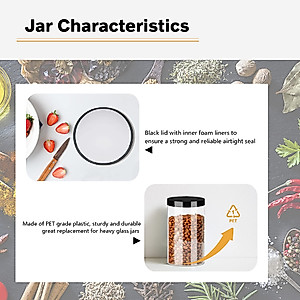 SLifeJars Clear Plastic Jars 32oz 12Pack Big Round PET Plastic Containers with Black Screw On Lids Reusable Empty Storage Jars with Lid Clear Containers for Household and Kitchen Organizing