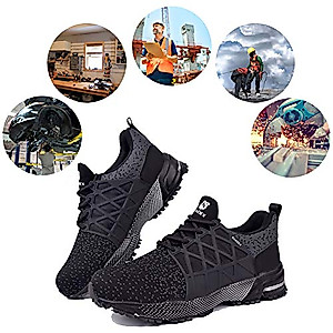 SUADEX Indestructible Steel Toe Shoes Men Women Safety Work Sneakers Comfortable Lightweight Black