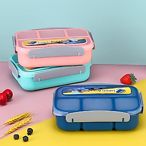 3 Pack Bento Box Lunch Box Kids, Qipecedm Bento Box Adult Lunch Box with Cutlery, 1300ML 4 Compartment Lunch Box Containers for Adults/Kids/Toddler, Leak Proof, Microwave/Dishwasher/Freezer Safe