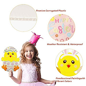 6 Pcs Easter Yard Signs Outdoor Easter Eggs Yard Signs Easter Yard Decorations Easter Lawn Decoration Easter Yard Art Decoration with 12 Plastic Stakes for Garden Lawn Yard Easter Props Decoration