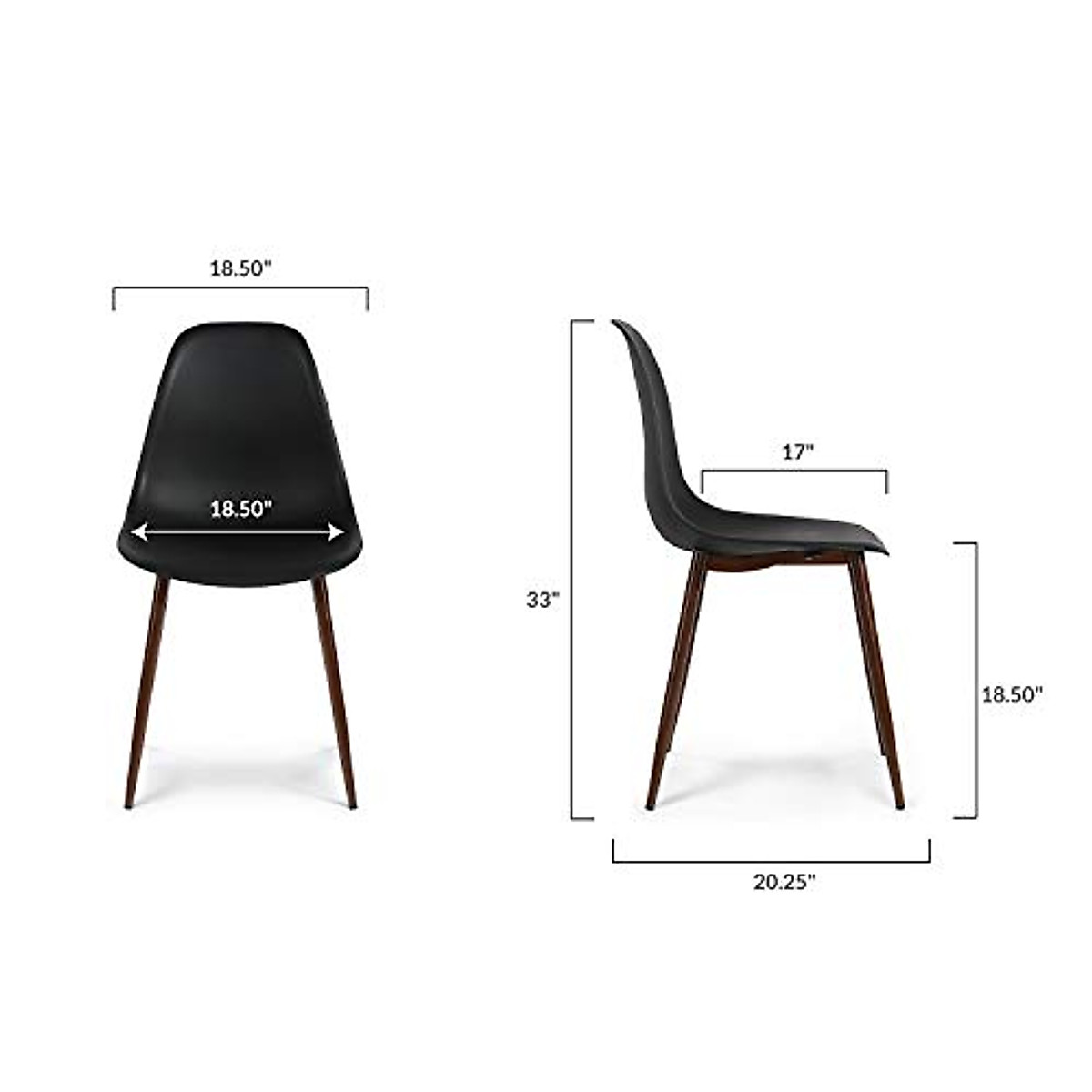 Poly and Bark Landon Sculpted Dining Chair in Black (Set of 4)