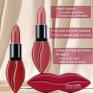 Easilydays Matte Red Lipstick for Women, Moisturizing Velvet Lipsticks, Long Lasting Smudge-Proof Lip Stick, Light Bright Labiales Matte Lipstick Lip Stain High Pigmented Dark Makeup Lip Gloss (#10)