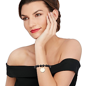 Ross-Simons 10mm Gemstone Bead Stretch Bracelet with 14kt Yellow Gold