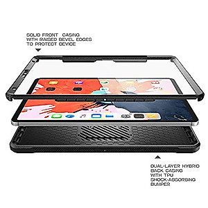 SUPCASE UB Pro Series Case for iPad Pro 11 2018 Release, Support Pencil Charging with Built-in Screen Protector Full-Body Rugged Kickstand Protective Case (Black)