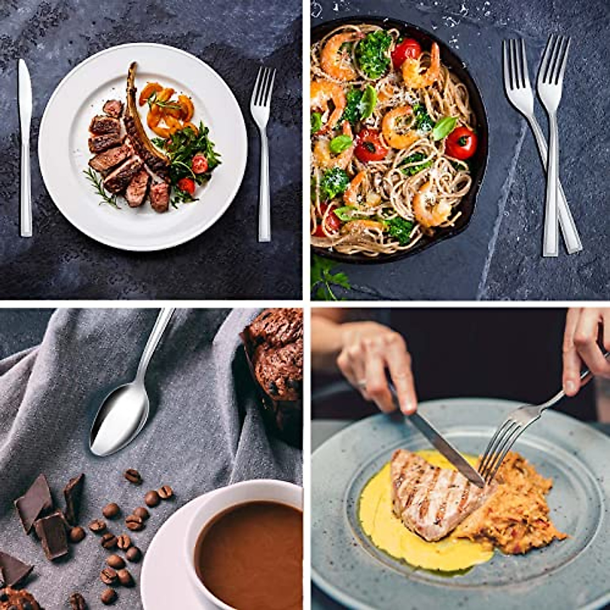 Silverware Set, Hunnycook 60-piece Silverware Set for 12, Stainless Steel Flatware Set, Include Fork Knife Spoon Set, Mirror Polished, Dishwasher Safe, Cutlery Set for Home Kitchen Restaurant