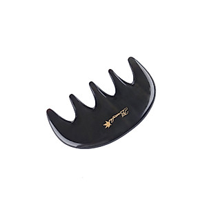 Breezelike Wide Tooth Hair Comb - No Static Mini Pocket Comb for Massage - Natural Black Buffalo Horn Comb