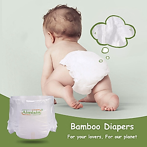 Aimisin Viscose from Bamboo Disposable Baby Diapers, Size 3 (19-30 Lbs) - 90 Count, Hypoallergenic for Sensitive Skin, Natural Soft Disposable Nappies for Infant