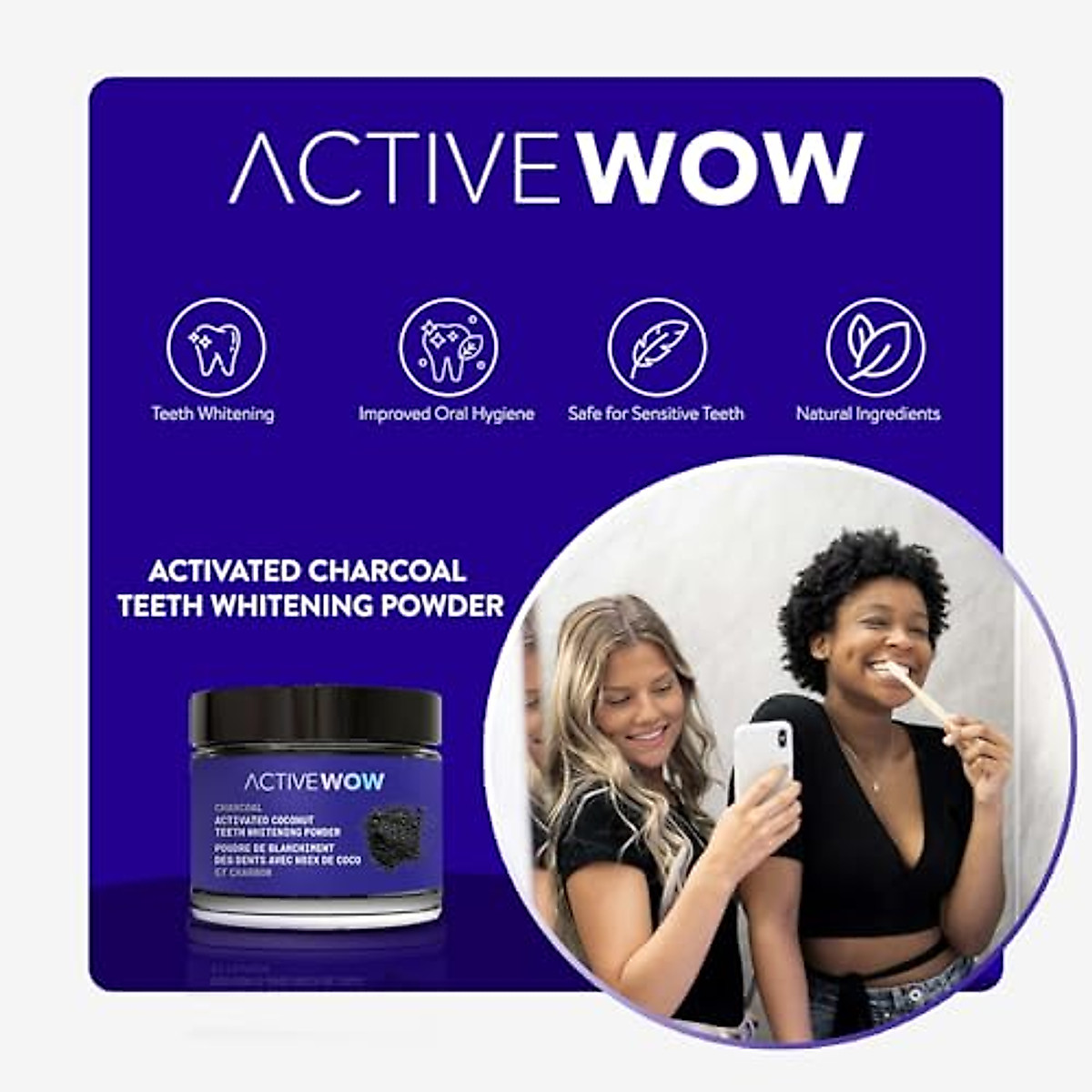 Active Wow Teeth Whitening Charcoal Powder Natural