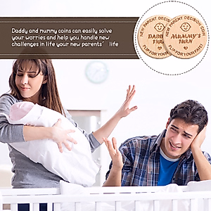 New Parent Gift Funny Decision Coin Double-Sided Decision Flip Coin Wooden Decision Making Coin with Gift Box Mom Dad Baby Shower Gifts Christmas Birthday Present